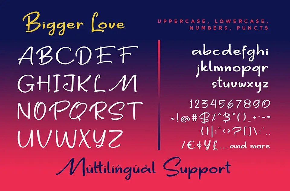Bigger Love Font - Free Download & Preview | Deefont